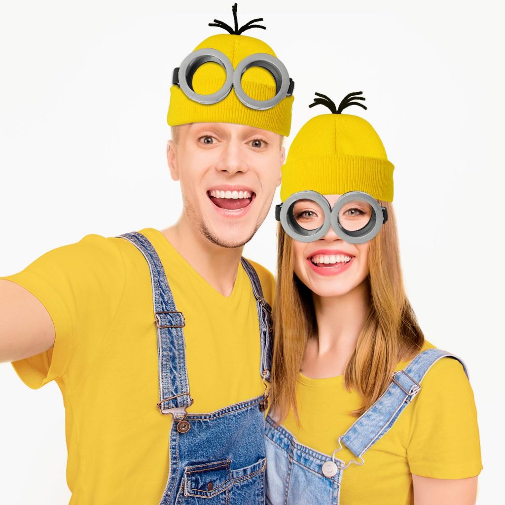 3Pcs Minions Goggles, Yellow Beanie Hat, Gloves Set for Adult, Minions ...