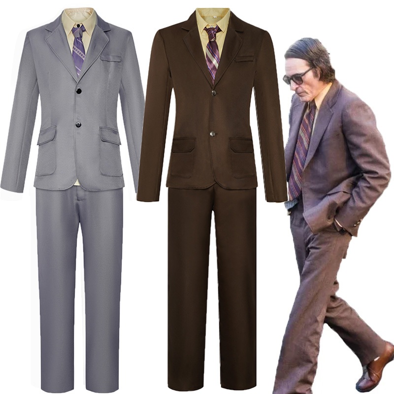 Movie Joker 2 Cosplay Costume Arthur Fleck Joker Brown Suits Halloween ...