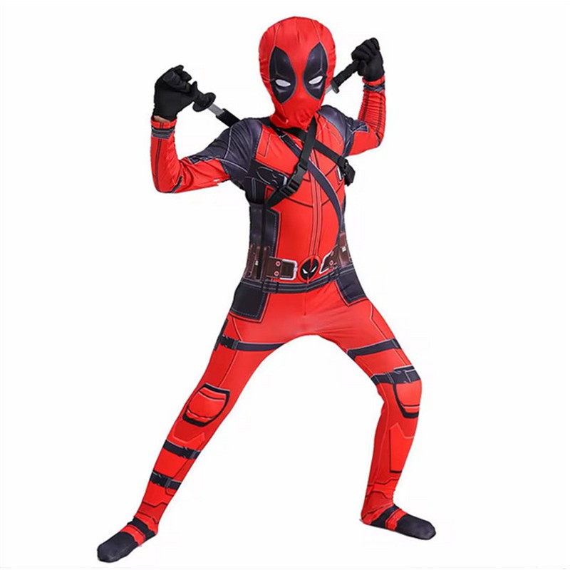 Kid Superhero Deadpool Costume Halloween Cosplay Jumpsuit Boys Fantasy ...
