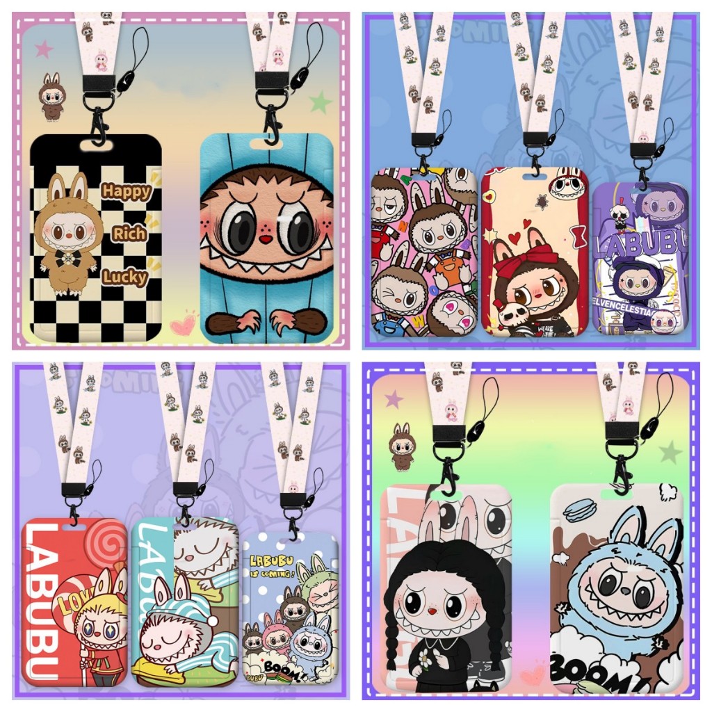 Anime Cartoon Labubu ID Card Holder For Student Student Lanyard Name ...