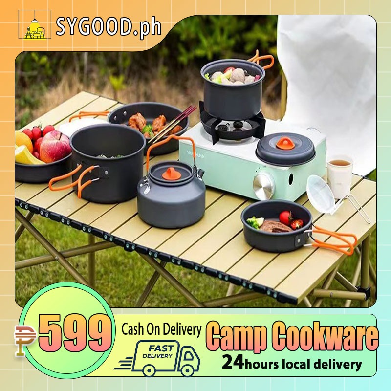 Portable Camping Cooking Set Pot Picnic Outdoor Hiking Cookset ...