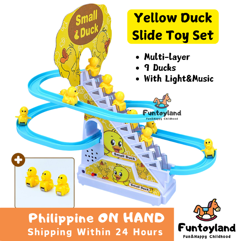 Funny Yellow Duck Slide Toy Set Little Yellow Duck Automatic Stair ...