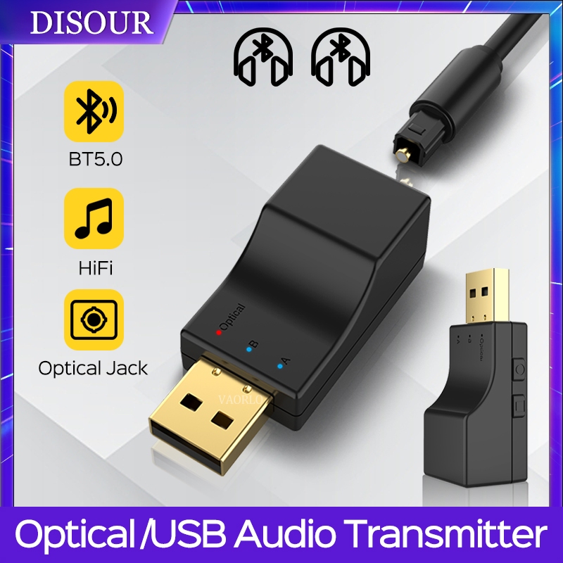 DISOUR USB Optical Bluetooth Audio Transmitter Low Latency Stereo Music ...