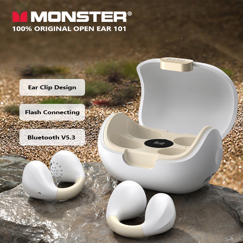 Monster Open Ear 101 MH22173 Bone Conduction Bluetooth 5.3 Wireless Sports Headphones Stereo ...