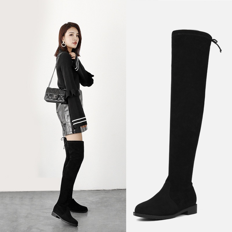Size 35-42 Women Stretch Slim Thigh High Boots Fashion Over The Knee ...