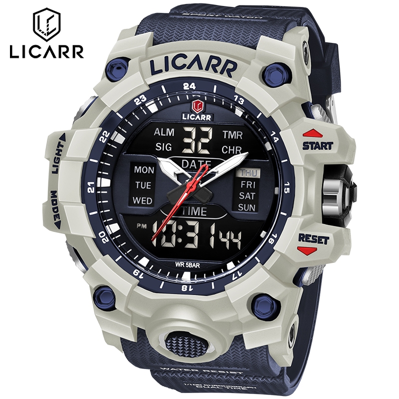 LICARR New Top Brand Men's Watch Dual Display Sports Trend Date ...
