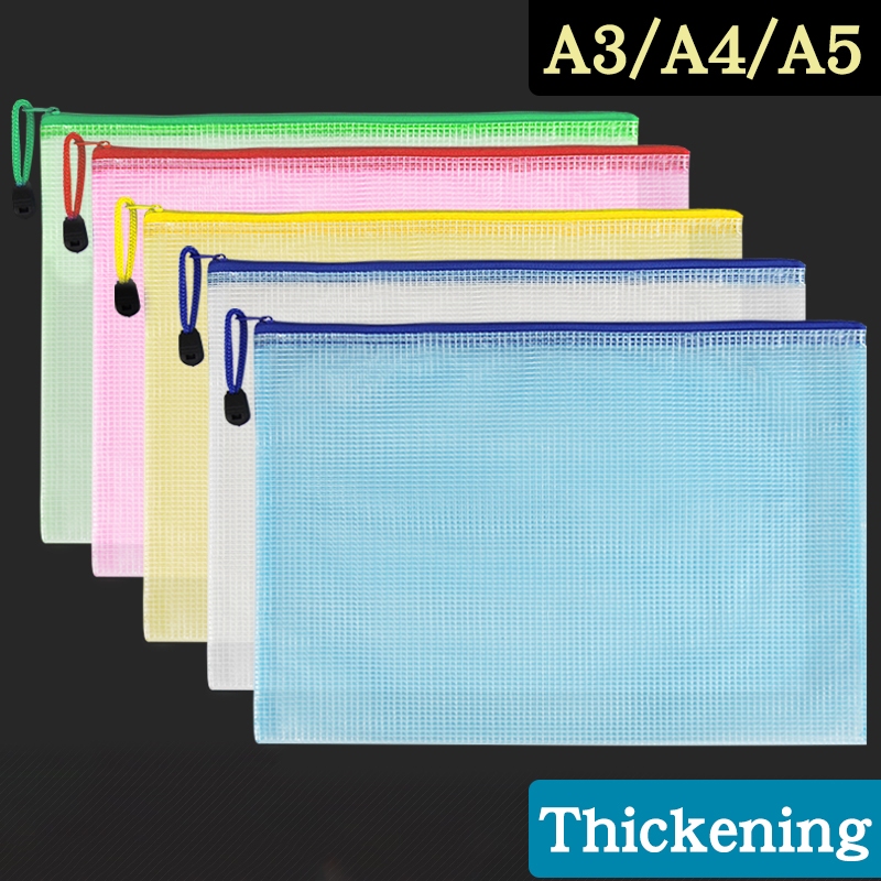 A4/A5 Mesh Zipper File Bag Waterproof Storage Pouch Envelope File ...