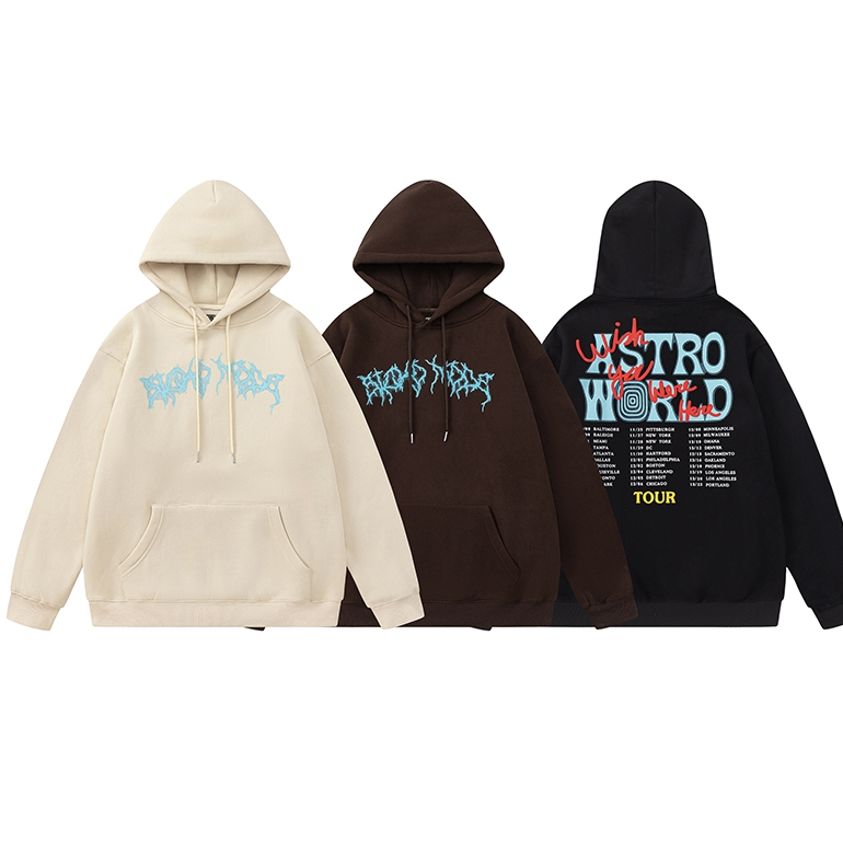Travis Scott letter lightning foam printed fleece hoodie | Shopee ...