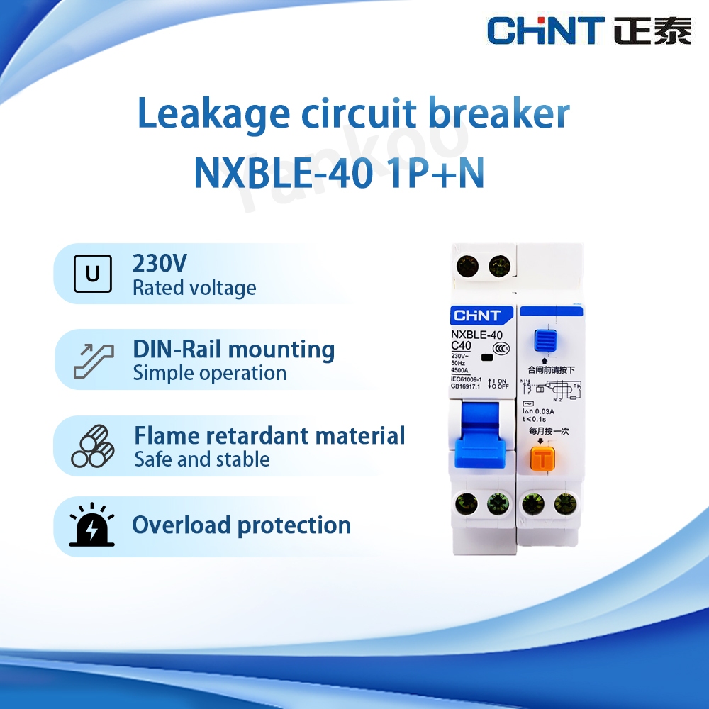 【Philippines Stock】CHINT NXBLE-40 1P+N DPNL RCBO 10A 16A 20A 25A 32A 40A Earth Leakage Circuit ...