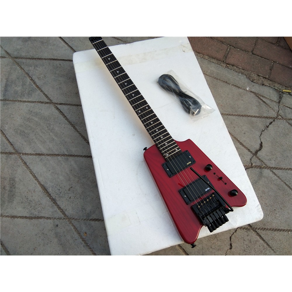 red/natural 6 Strings Headless Electric Guitar,Red Ash Body&Rosewood ...