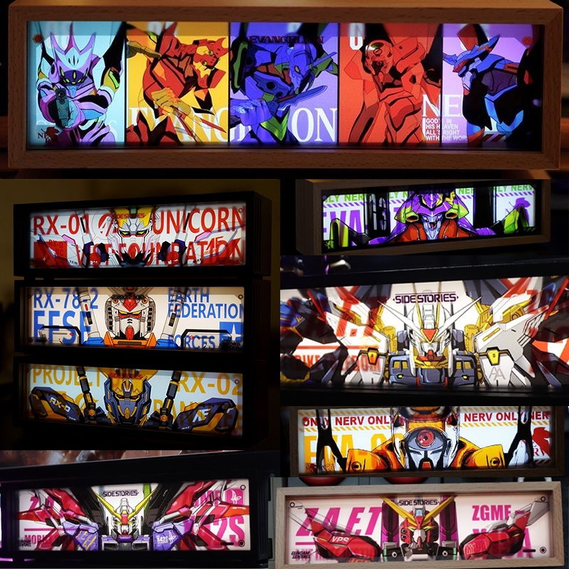 New Anime LED 3d Light Box gundam EVA rx-78-2 RX-0 strikefreedom Zaku ...