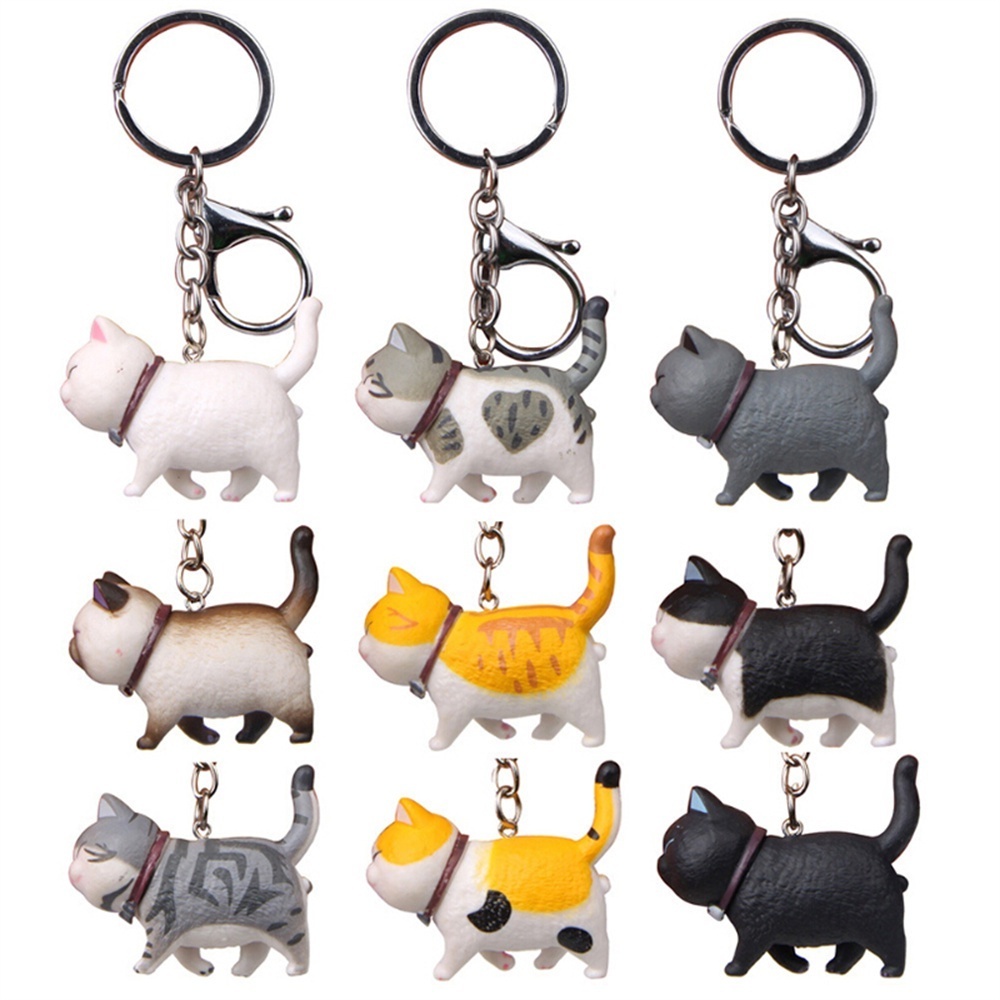 Cute Cat Pendant Keychains Cartoon Bag Keychains Women Men Creative ...