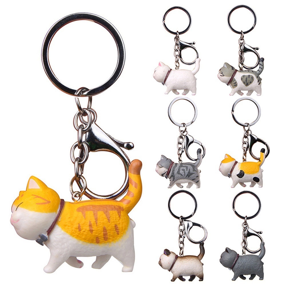 Cute Cat Pendant Keychains Cartoon Bag Keychains Women Men Creative ...