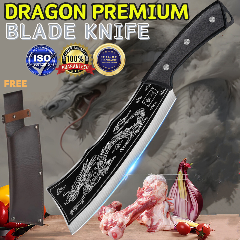 Black Dragon Knife Japanese Titanium Steel Version kitchen knife butcher knife mongolian knife ...
