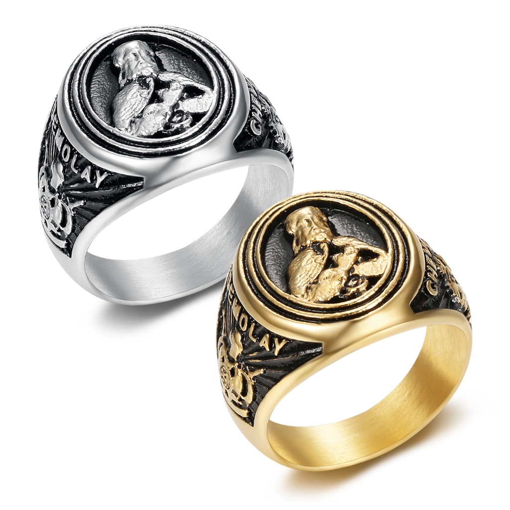 Stainless Steel Chevalier DeMolay Ring Solid Gold Plated Gift for Men ...