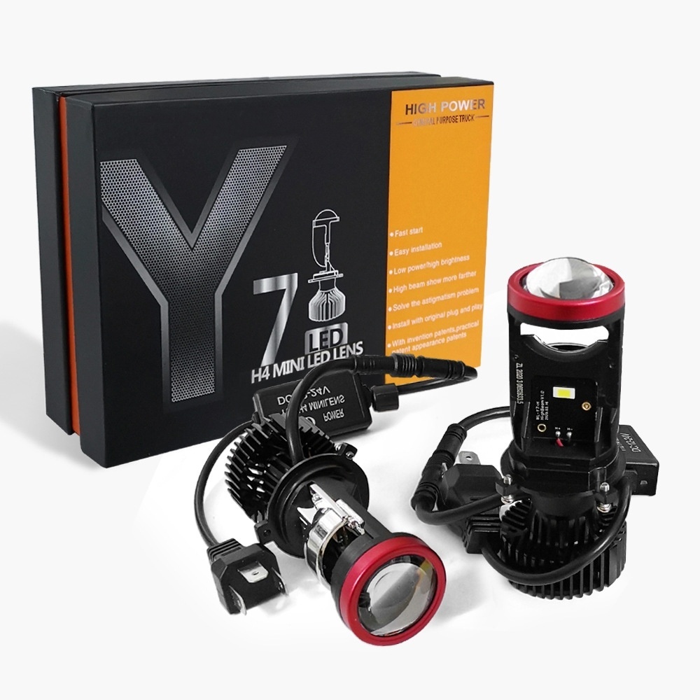 Y7D Mini Projector H4 Car And Motorcycle Led Lights H4 Mini Lens ...