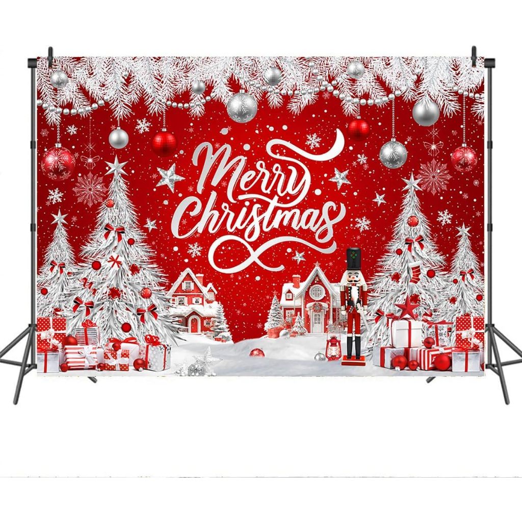 Merry Christmas Nutcracker Backdrop Red and White Nutcracker Christmas ...