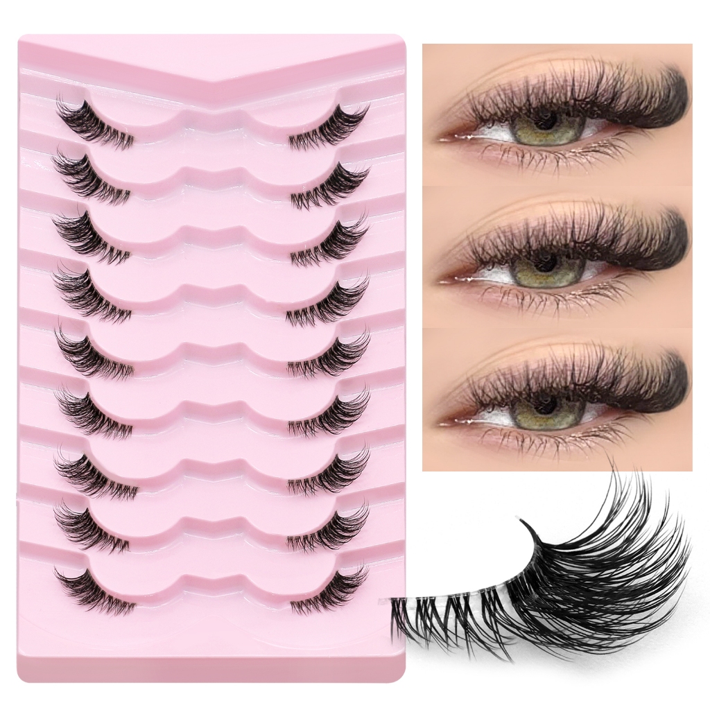 Groinneya Cat Eye Lashes 7 Pairs Half Eyelashes Natural Fake Lashes