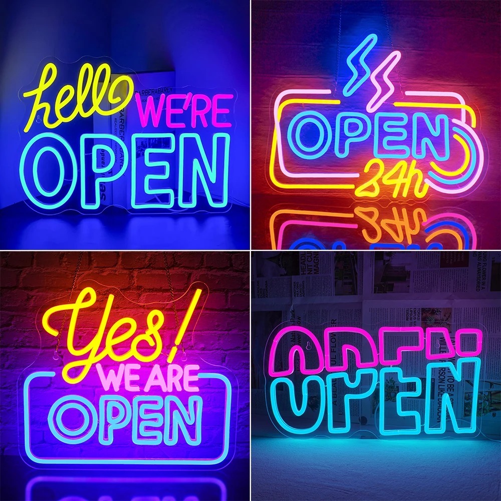 Hello We Are Open Neon Sign Business Shop Opening Neon Sign LED Light ...