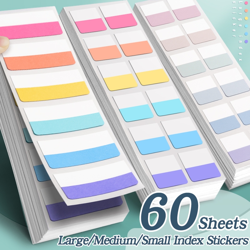 60 Sheets Transparent Colorful Index Labels Office Classification Tag ...