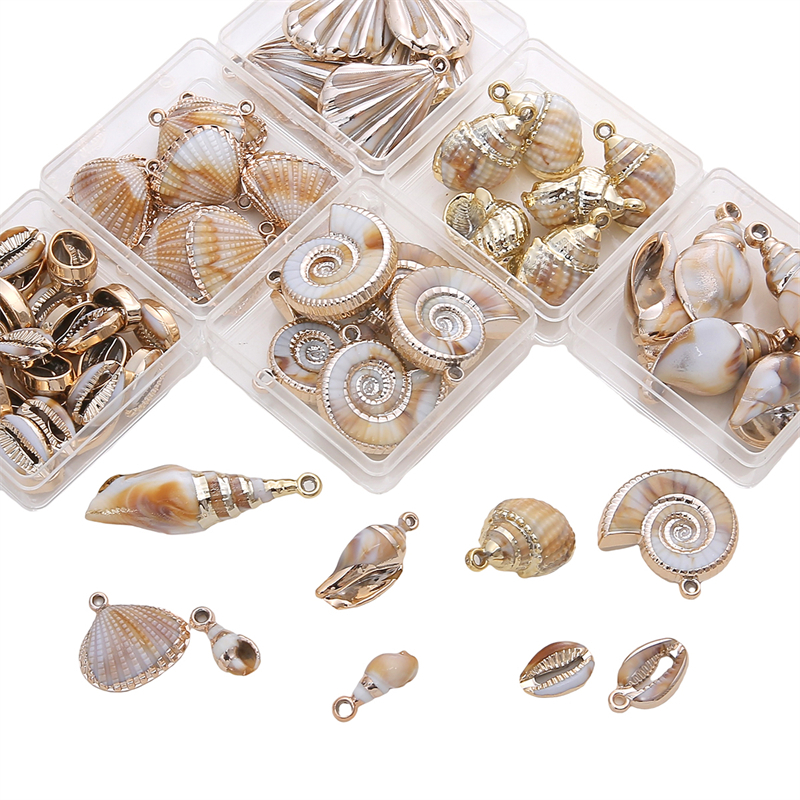 Acrylic Imitation Shell Pendant Gold Shell Beads Charm DIY Jewelry ...