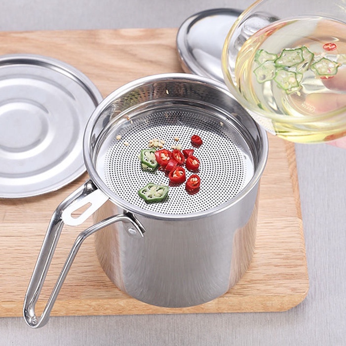 Ready Stock 1.8L Large SUS304 Stainless Steel Oil Strainer Pot Can ...