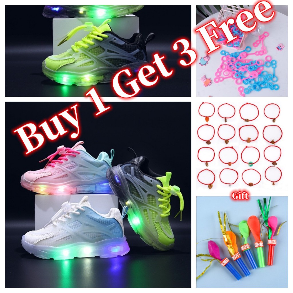 BlessU Children Shinny Shoes for Kids Baby Light Up Running Sneakers for Kids Girl Boy LED ...