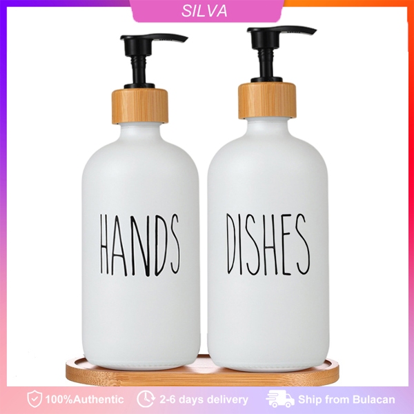 500ml Dish Soap Bottle with Bamboo Pump Kitchen Refillable Liquid Soap ...