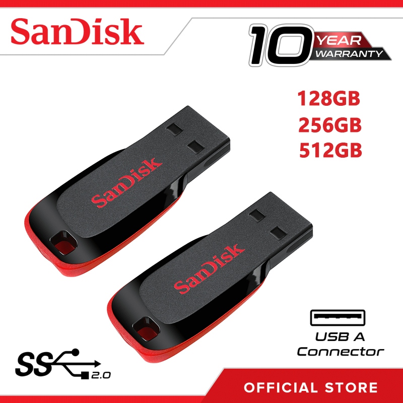 SanDisk Cruzer Blade 128GB/256GB/512GB CZ50 2.0 USB Flash Drive ...