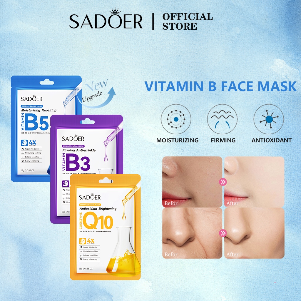SADOER Vitamin B Face mask Moisturizing Nourishing Mask Acne Oil Control | Shopee Philippines