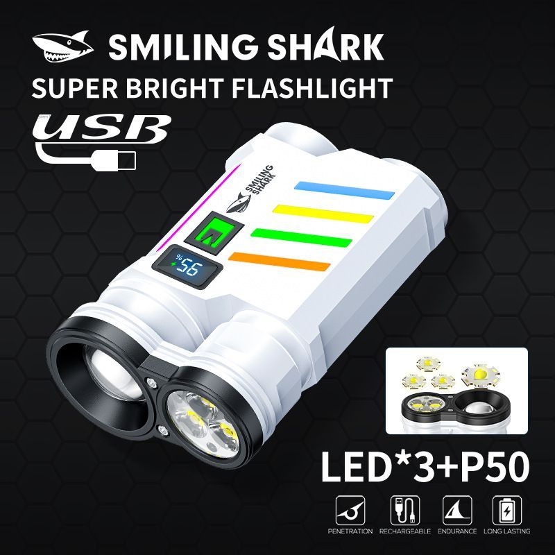 SMILING SHARK Luminous Flashlight Camping Hiking Light | Shopee Philippines