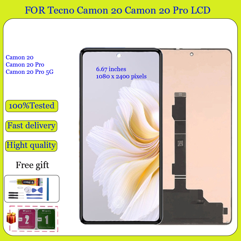 Original AMOLED For Tecno Camon 20 Camon 20 Pro Camon 20 Pro 5G LCD Display Touch Screen ...
