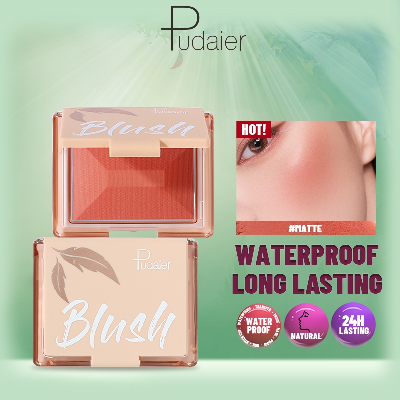 Pudaier Matte Blush Palette with Mirror Makeup Soft Mist Cheek Blush ...