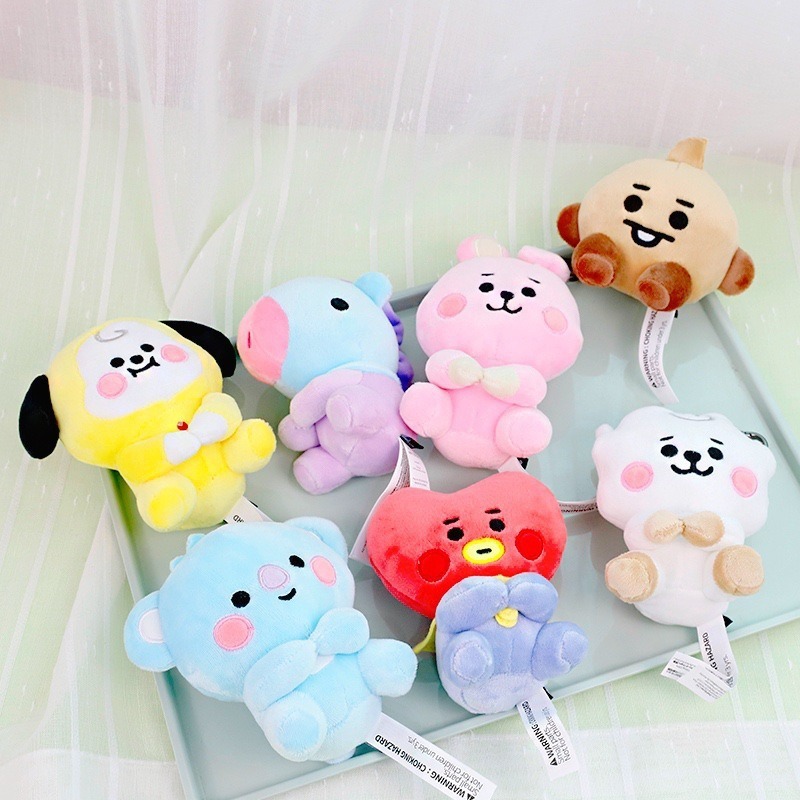KPOP BTS BT21 Baby 12cm Seated Doll TATA COOKY CHIMMY KOYA SHOOKY MANG RJ Baby Plush Keychain ...