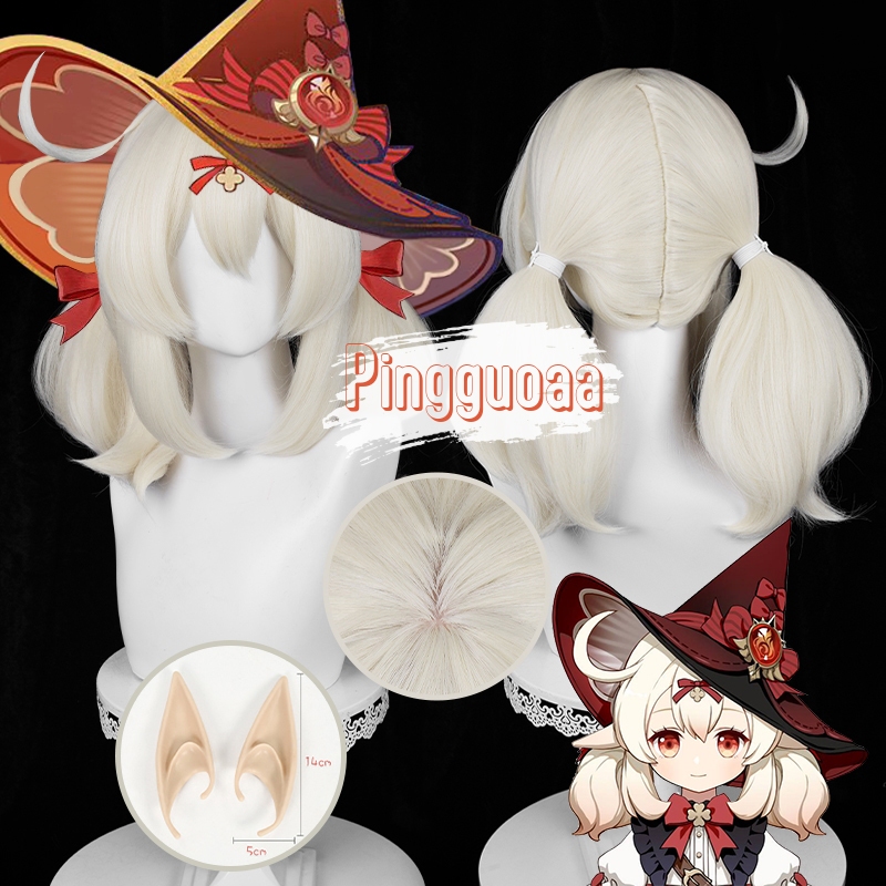Genshin Impact Klee New Skin Cosplay Wig 42cm Long Cream White Hair ...