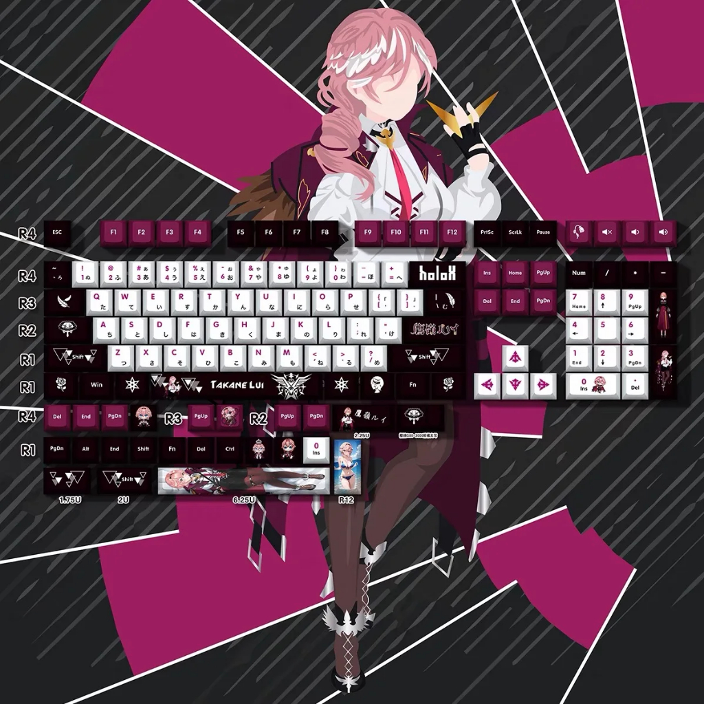 Cute Anime Holohawk Keycaps Hololive Vtuber Key Cover PBT DYE ...