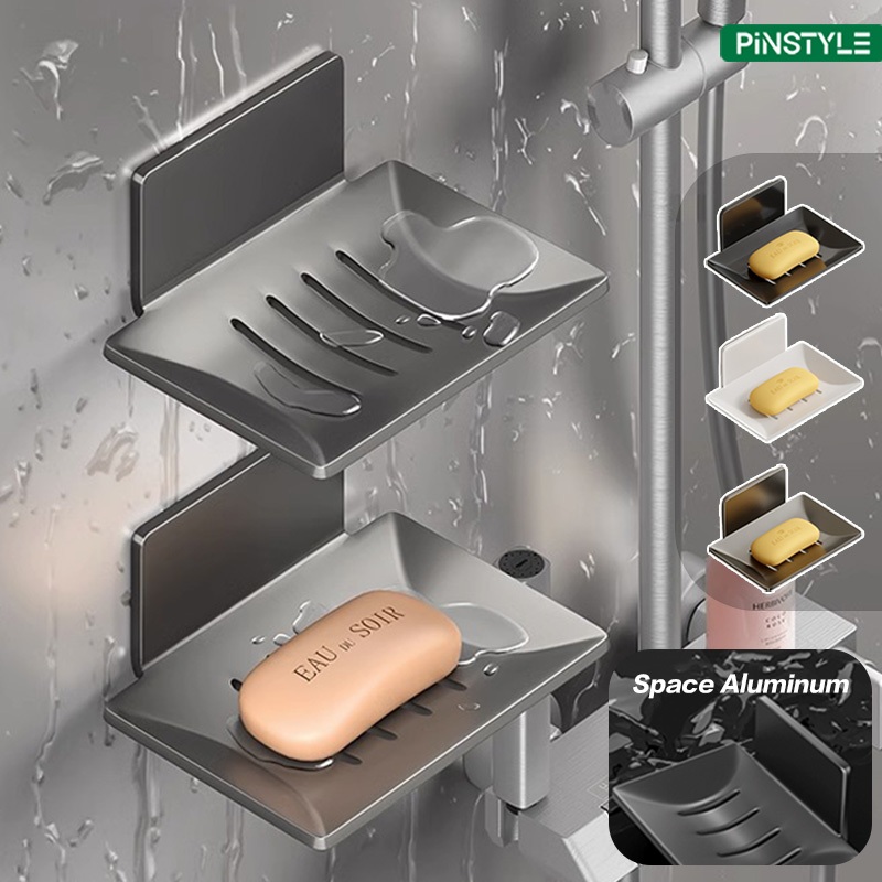 PINSTYLE Space Aluminum Soap Holder Wall Mounted Bathroom Soap Rack ...