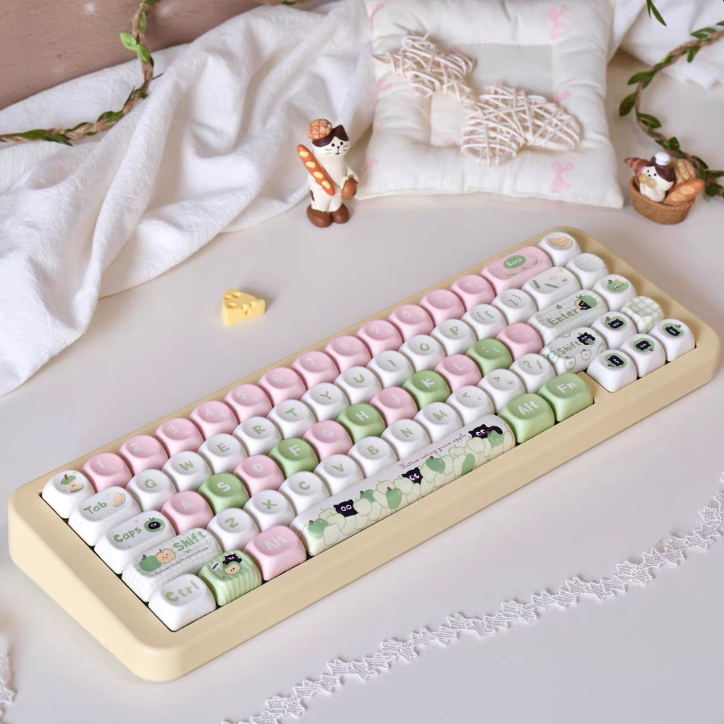 Meow Meow Eat Apples Keycaps 128 Keys MOA/Cherry Height PBT Material ...