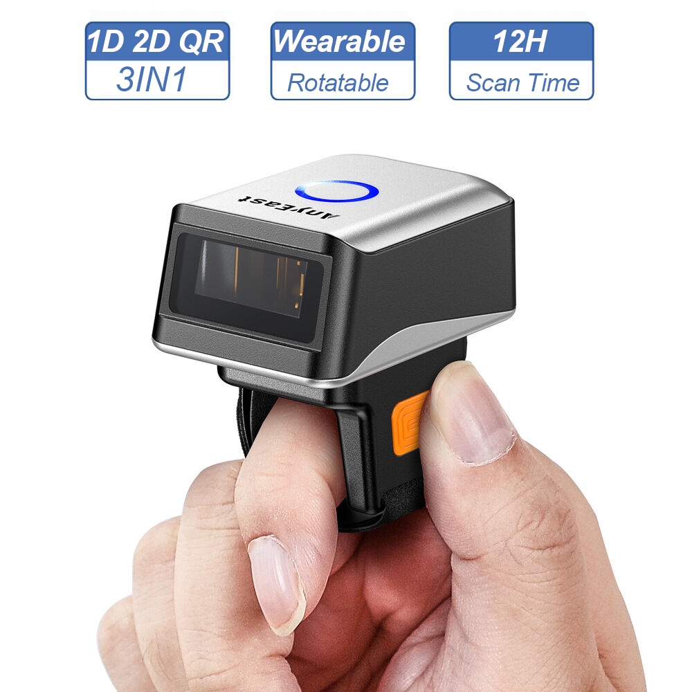 Wearable Mini 1D 2D 3-in-1 Connection Barcode Scanner with Wireless ...
