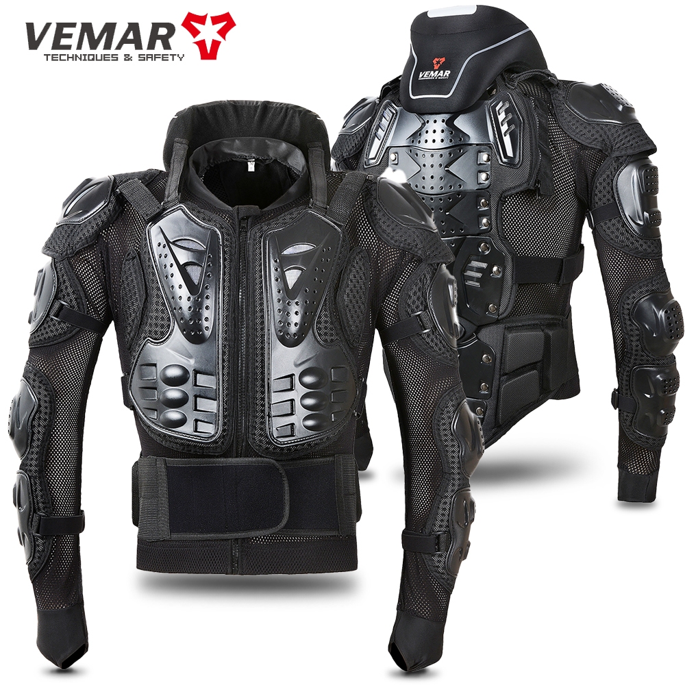 VEMAR Men's Motorcycle Armor Protective Gear Jacket With Neck Guard ...