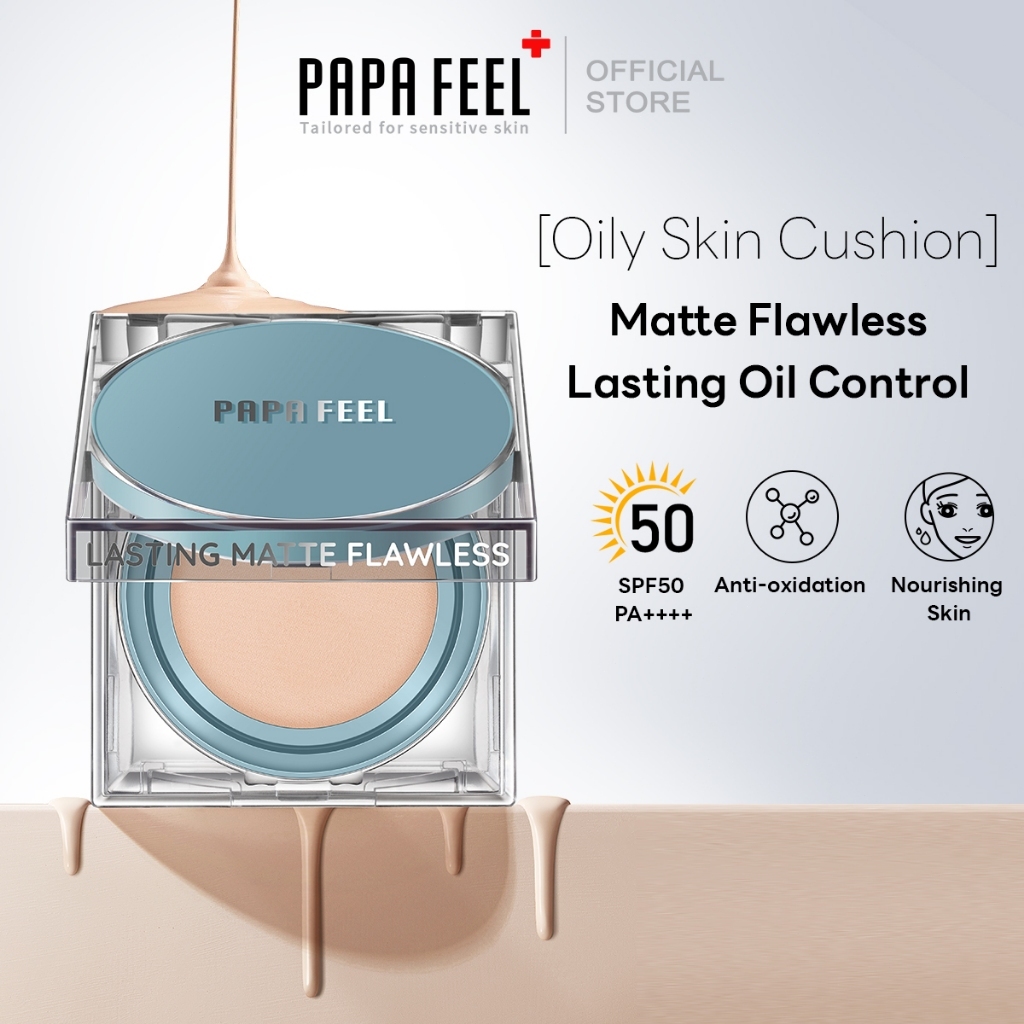 PAPA FEEL BB Cushion Foundation Full Coverage Oil Control 13g SPF50+ PA+++ Long-Lasting ...