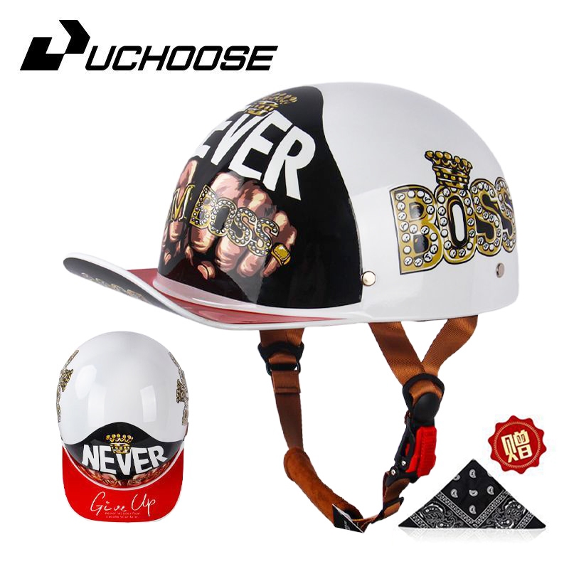 Retro biker hip-hop style baseball cap helmet motorbike electric car ...