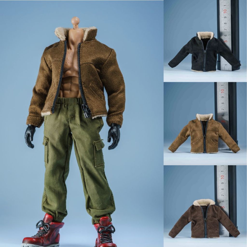 1/12 Scale Suede Jacket Zipper Coat For 6 inches FRS SHF Mezco Notaman ...