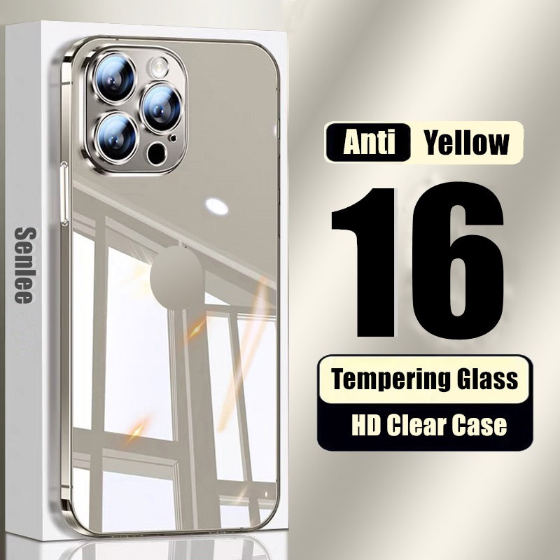 Tempered Glass Clear Case For iPhone 15 16 PRO MAX 14 13 12 11 Pro 16 PLUS 13 Mini X XR XS Max ...
