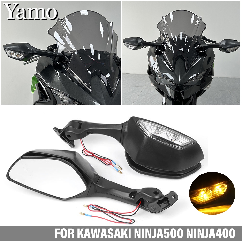 Motorcycle Rearview Rear View Side Mirrors with LED Turn Signal Light ...