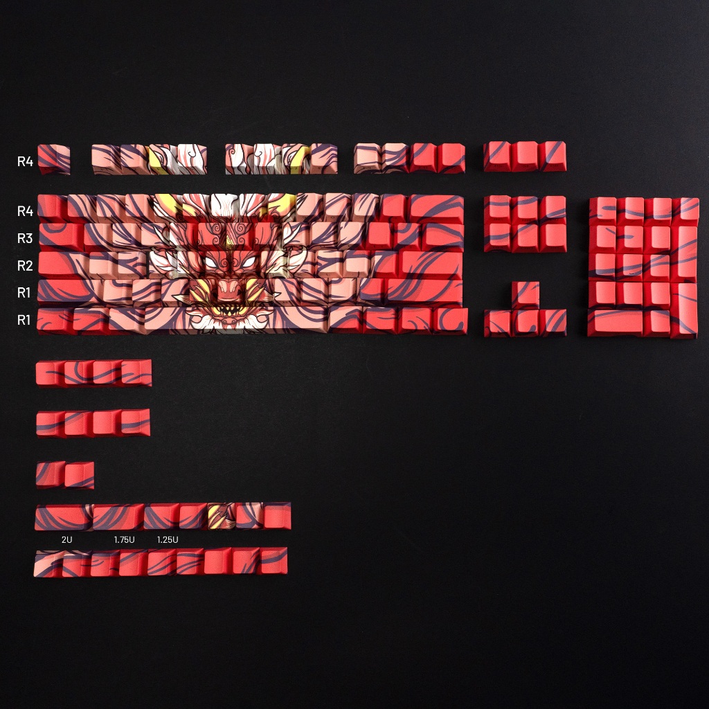 XVX Red Dragon Theme Cherry Profile KeyCap Set 131Key | Shopee Philippines