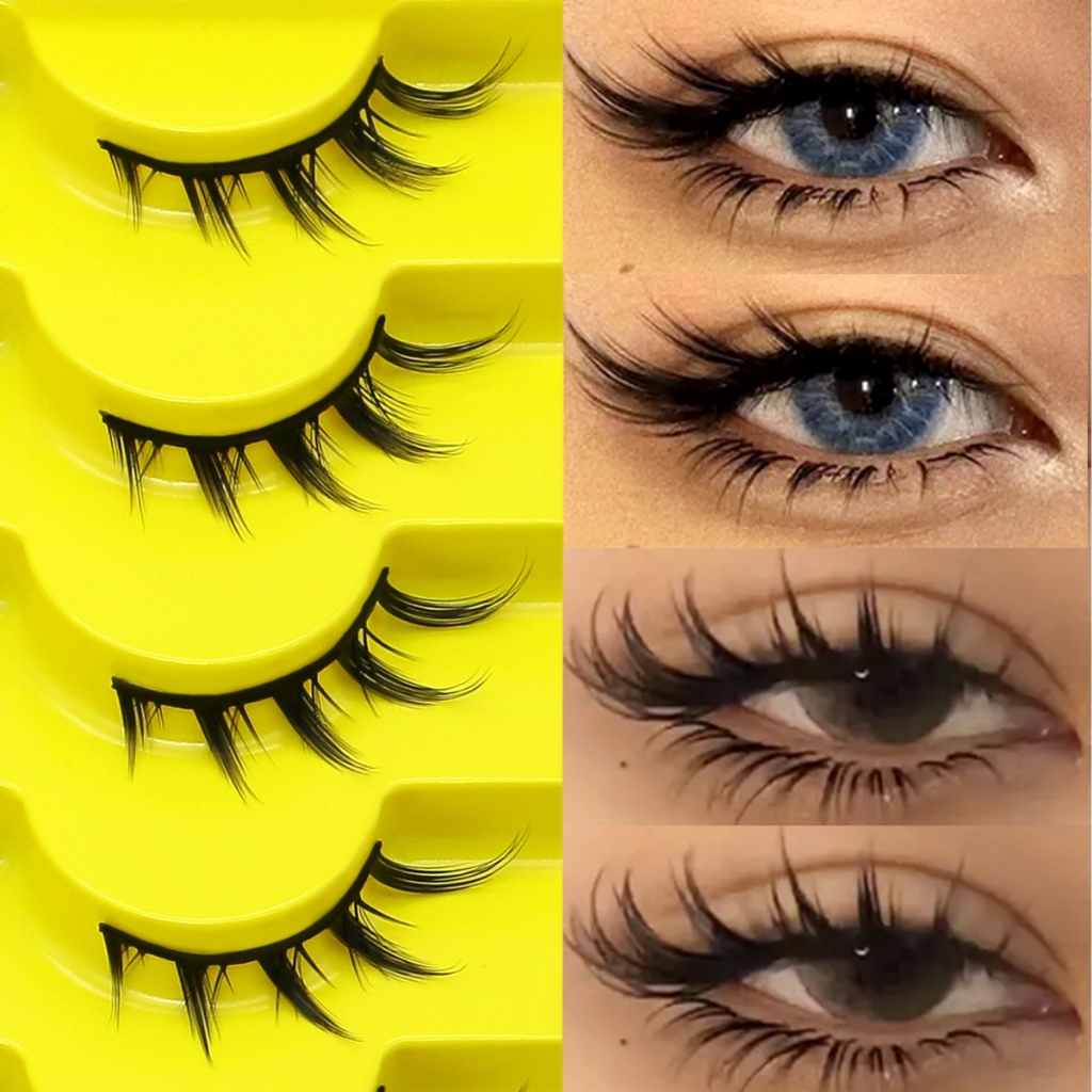 GROINNEYA Cat Eye Lashes New Style 7 Pairs Natural Fake lashes Black ...