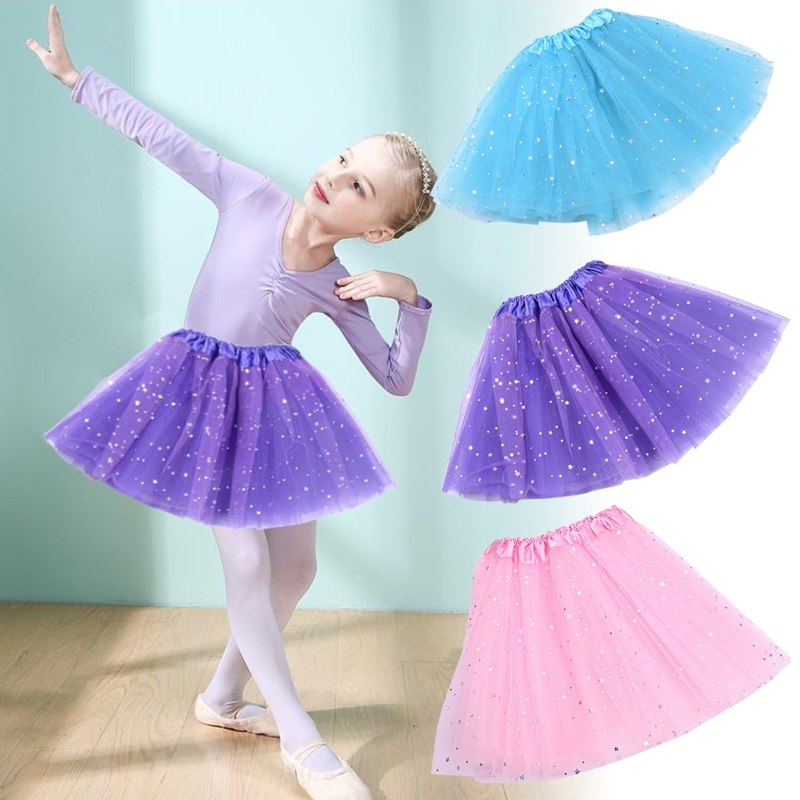 Girl Mini Tutu Skirt Tulle Ballet Star Sequin Mesh Fashion Soft Pretty ...