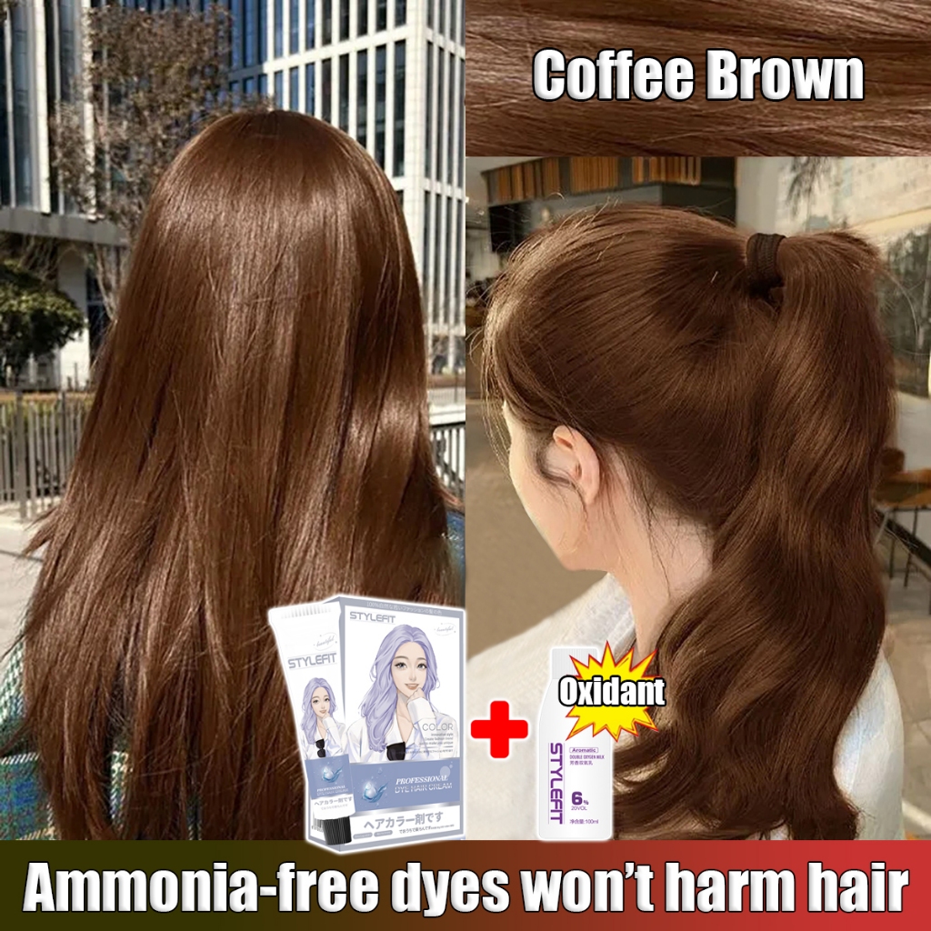 STYLEFIT Hair Color Permanent Coffee Brown(100ml Hair Dye+100ml ...