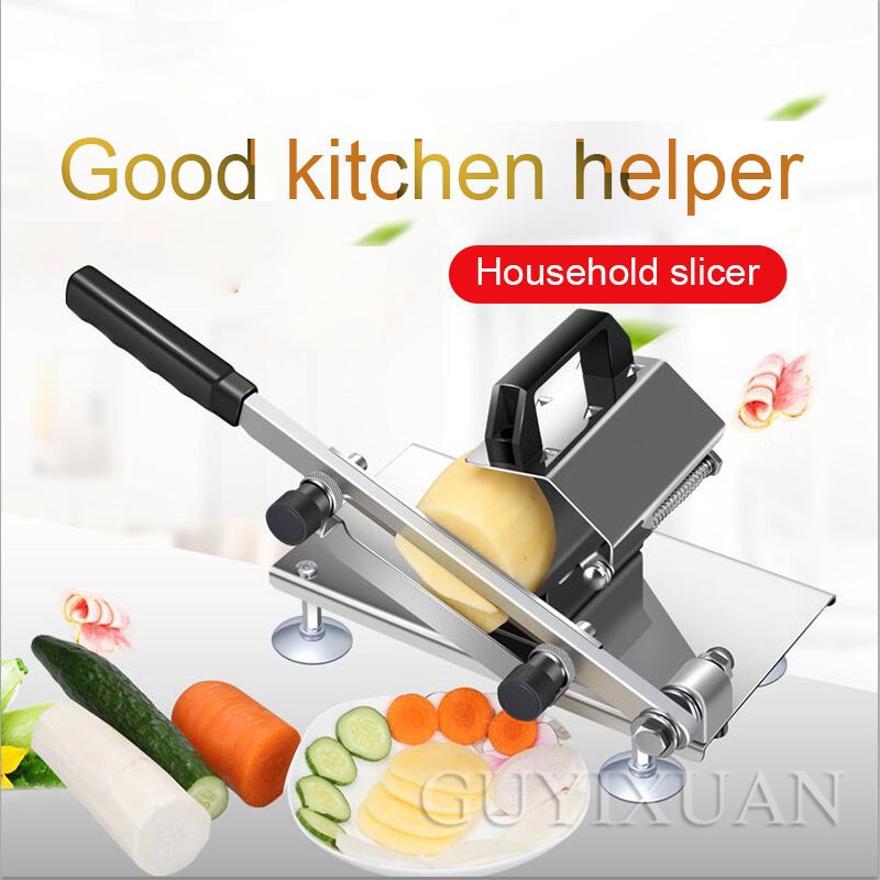 Household Small meat slicer Mutton roll slicer stainless steel Manual ...
